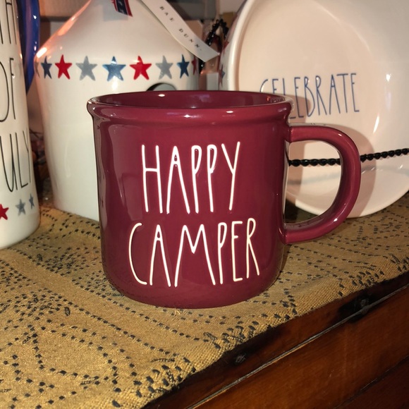 Rae Dunn | Dining | Rae Dunn Happy Camper Camp Mug Burgundy | Poshmark